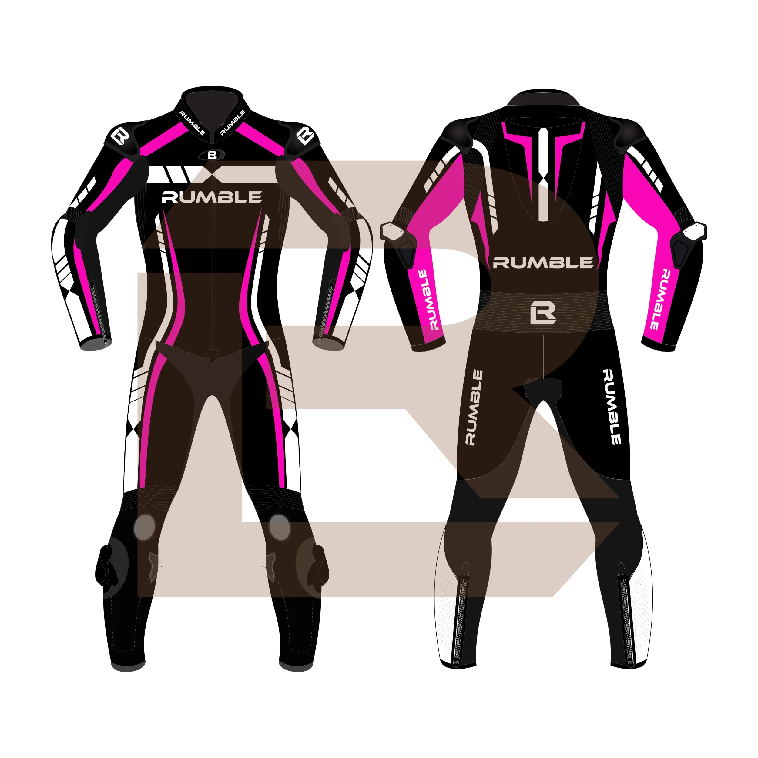 Pink & Black Leather Motorcycle Suit – Rumble Edition 6238 • Rumble ...